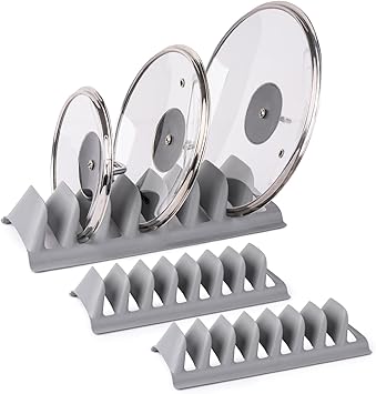 Amazon.com - EYNEL Set of 3 Pot Lid Holder and Plate Dish Rack with 7 ...