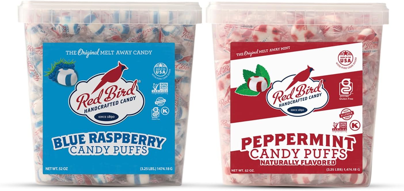 Amazon.com : Red Bird Peppermint and Blue Raspberry Candy Puffs, 52 oz ...