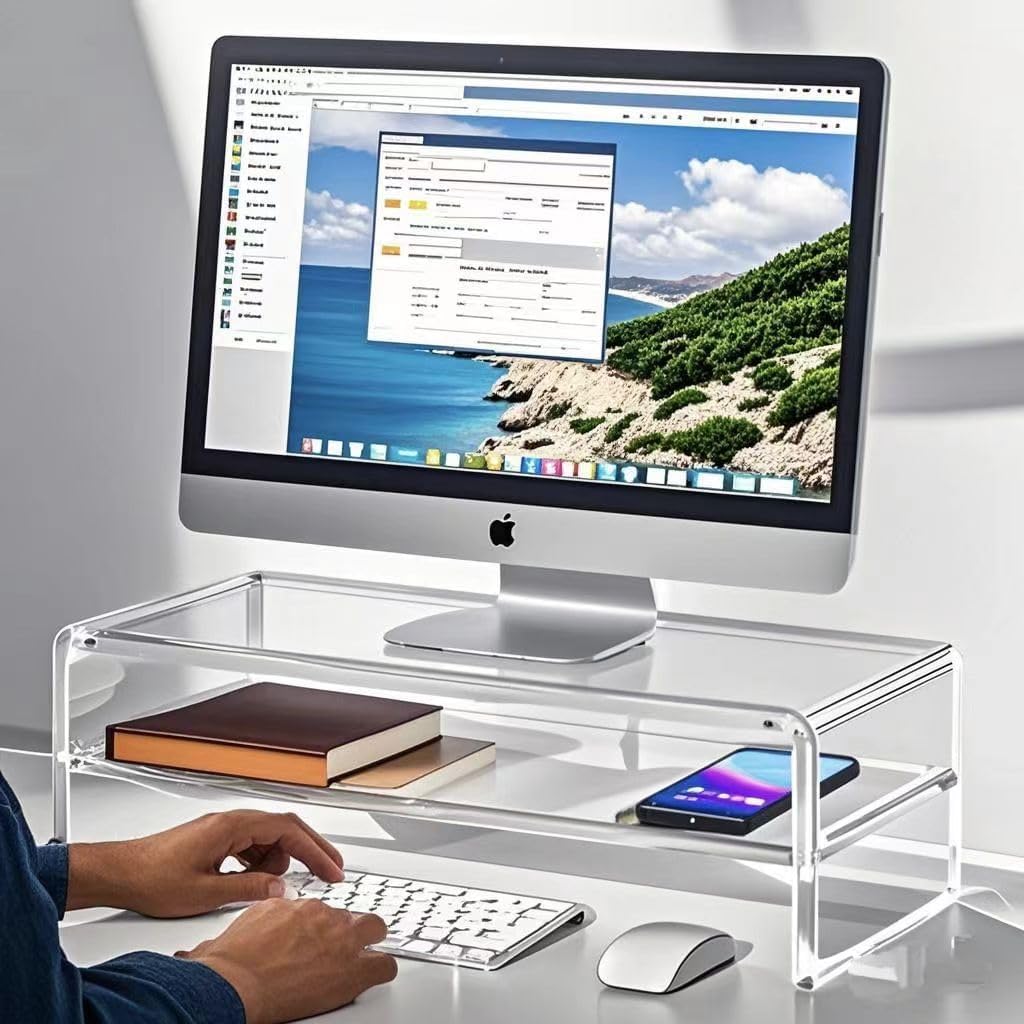 Amazon.com: DYCacrlic Clear Acrylic Computer Monitor Stand, Heavy Duty ...