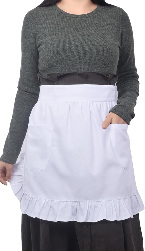 Amazon.com: Love Potato 100% Cotton 2 Pockets Waist Apron Kitchen ...