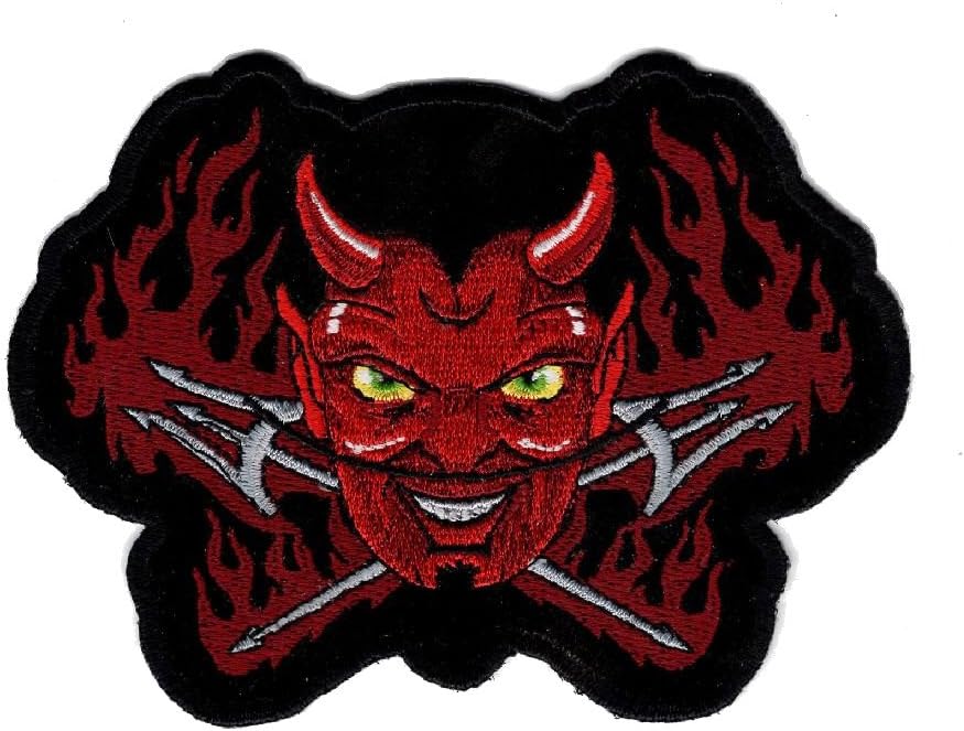Amazon.com: Devil with Pitch Forks Iron on Sew on Biker Patch