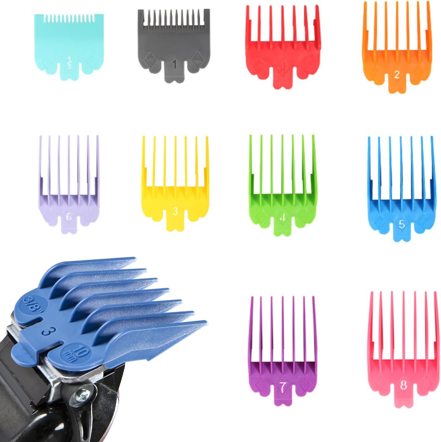 10Pcs Durable Hair Clipper Limit Comb Easy to Install Multicolor ...