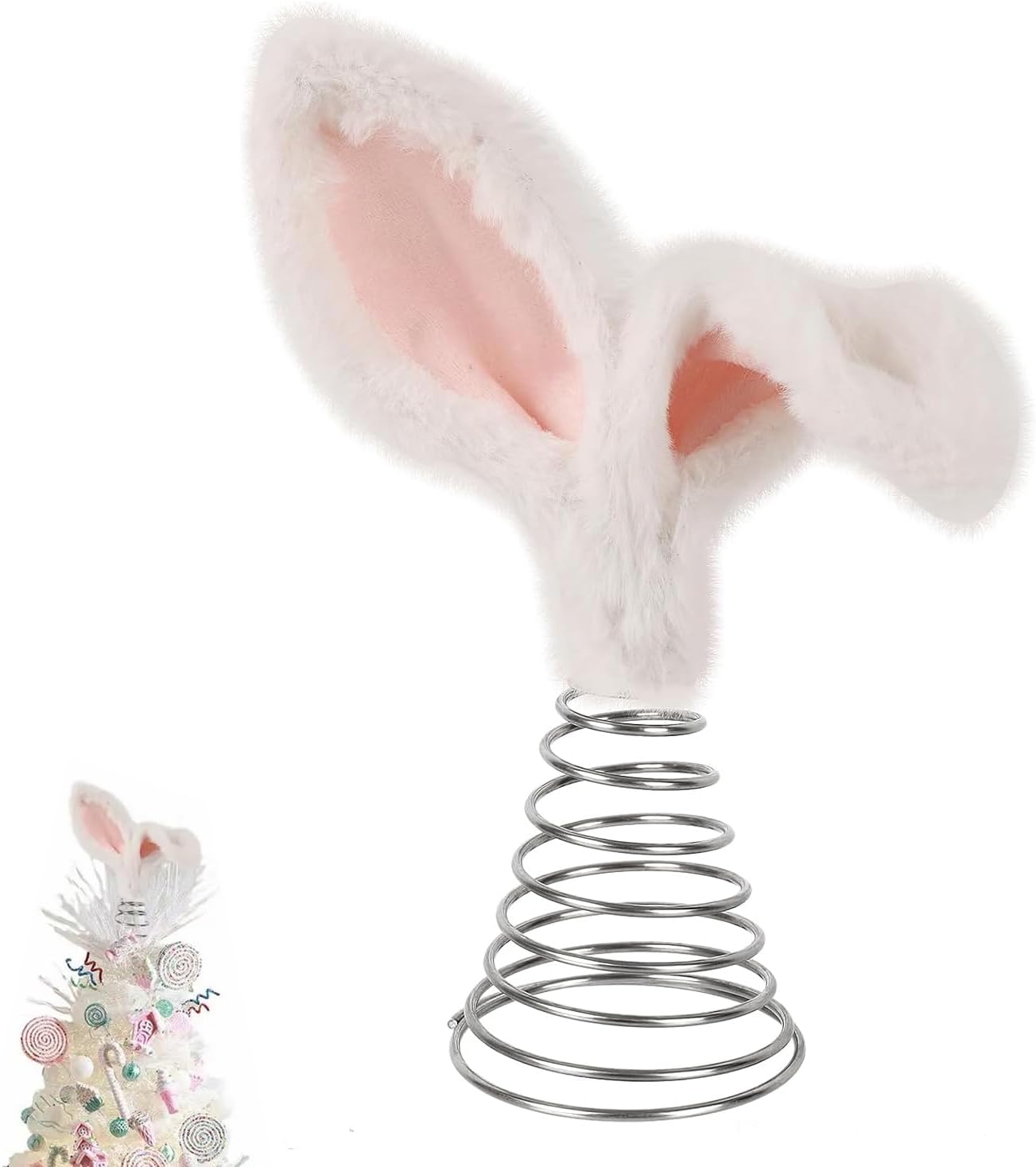 Amazon.com: 3.5x10.2 in Easter Tree Topper Furry Bunny Ears Tree Top ...