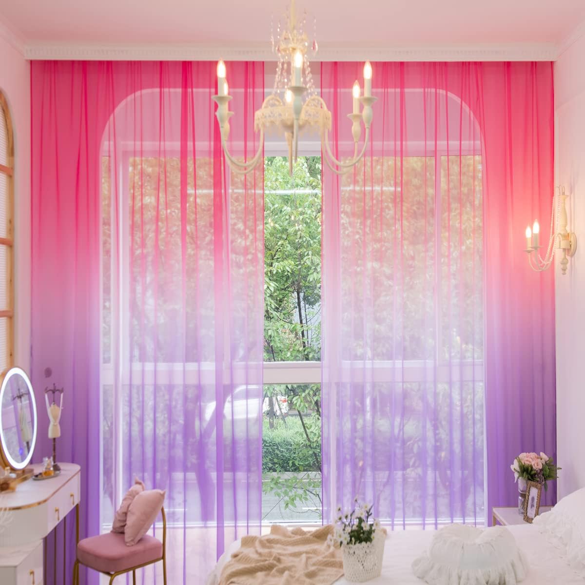 Amazon.com: PHILEASY Window Sheer Gradient Curtains 84 Inches Long 52 ...