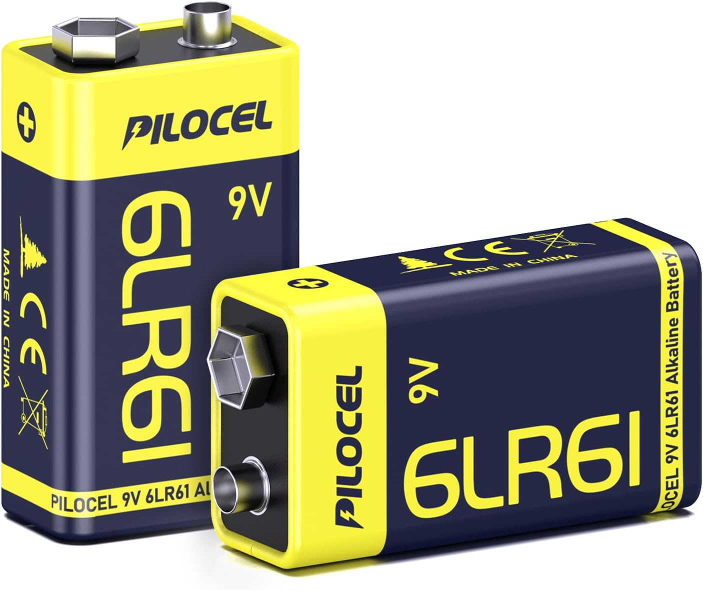 Amazon.com: PILOCEL 9V Batteries 2 Pack, 9 Volt Alkaline Battery, Long ...