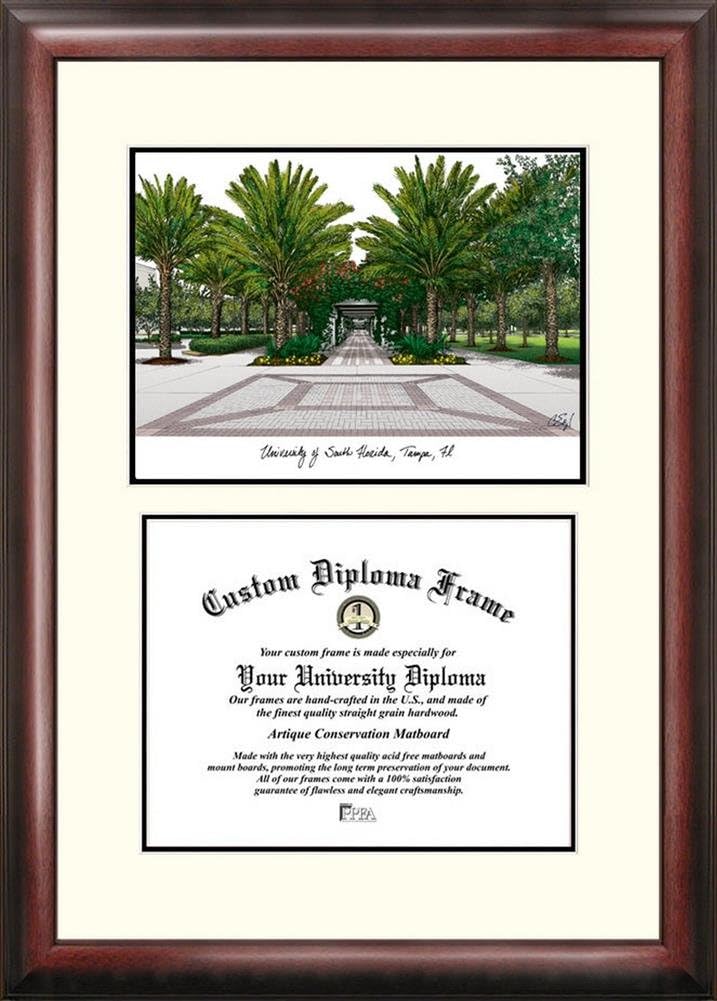 Amazon.com: South Florida USF Bulls Mahogany Diploma Frame & Lithograph ...