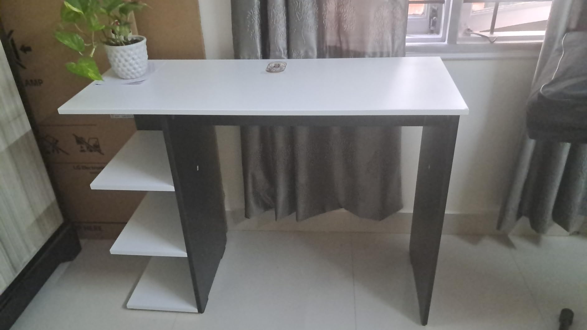 ABOUT SPACE Study Table with 3 Tier Bottom Storage - Modern Tabletop ...