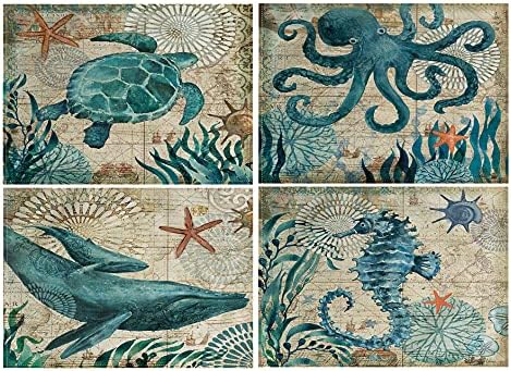 Amazon.com: Doupoo Sea Place Mats Beach Theme,Heat Resistant Coastal ...