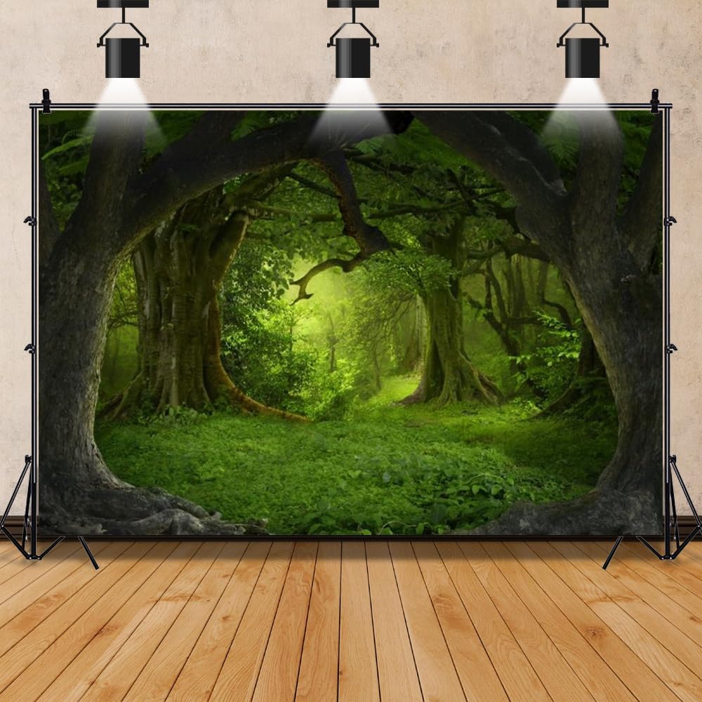 Amazon.com : Leowefowa 7x5ft Vinyl Green Forest Photography ...