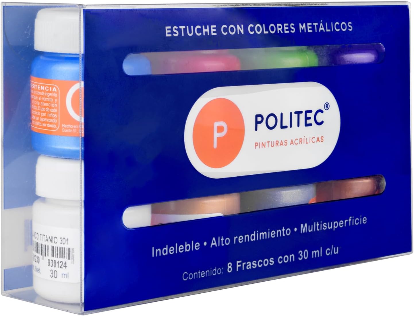 Set Con 8 Piezas De Acrilico Politec 30ml Metalico : Amazon.com.mx ...