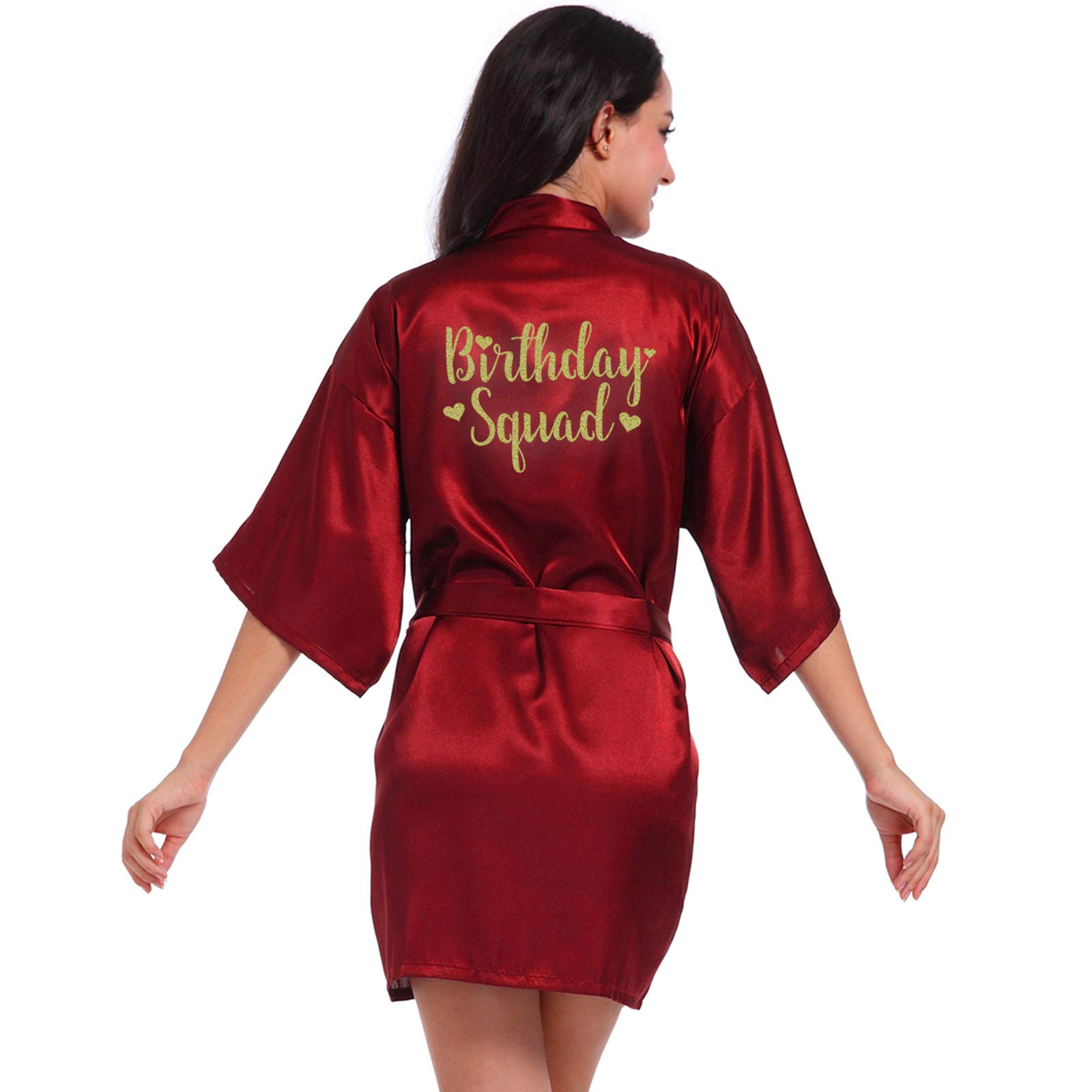 Birthday Party Robes Silk Kimono Robe With Gold Glitter Squad ...