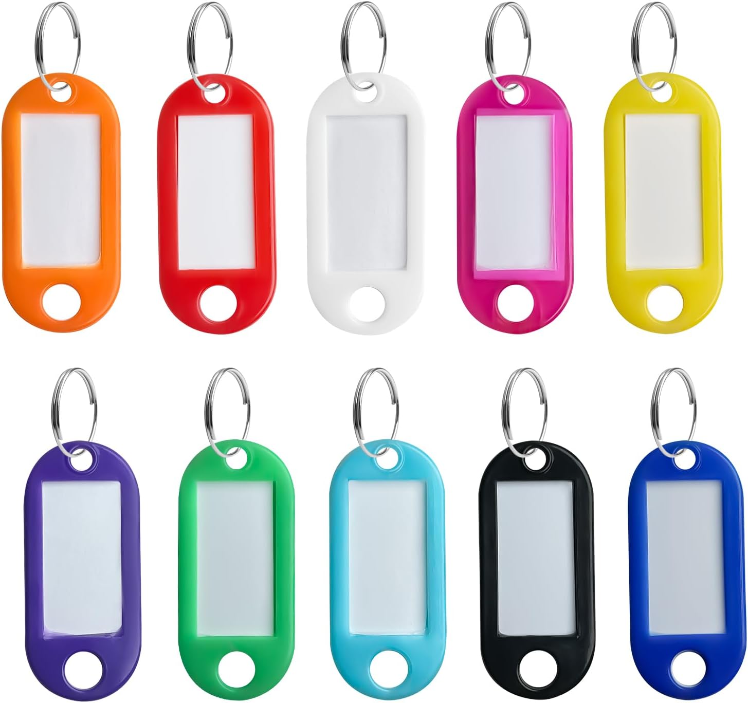 FUNCYboo 100PCS Tough Plastic Key Tags with Split Ring, Clear Soft Key ...