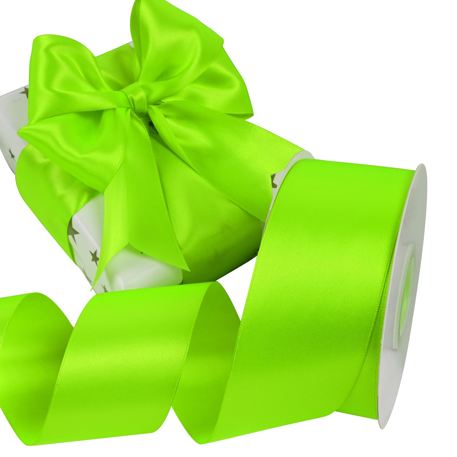 Snapklik.com : Double Face Lime Green Satin Ribbon 2 Inch X 50 Yards ...