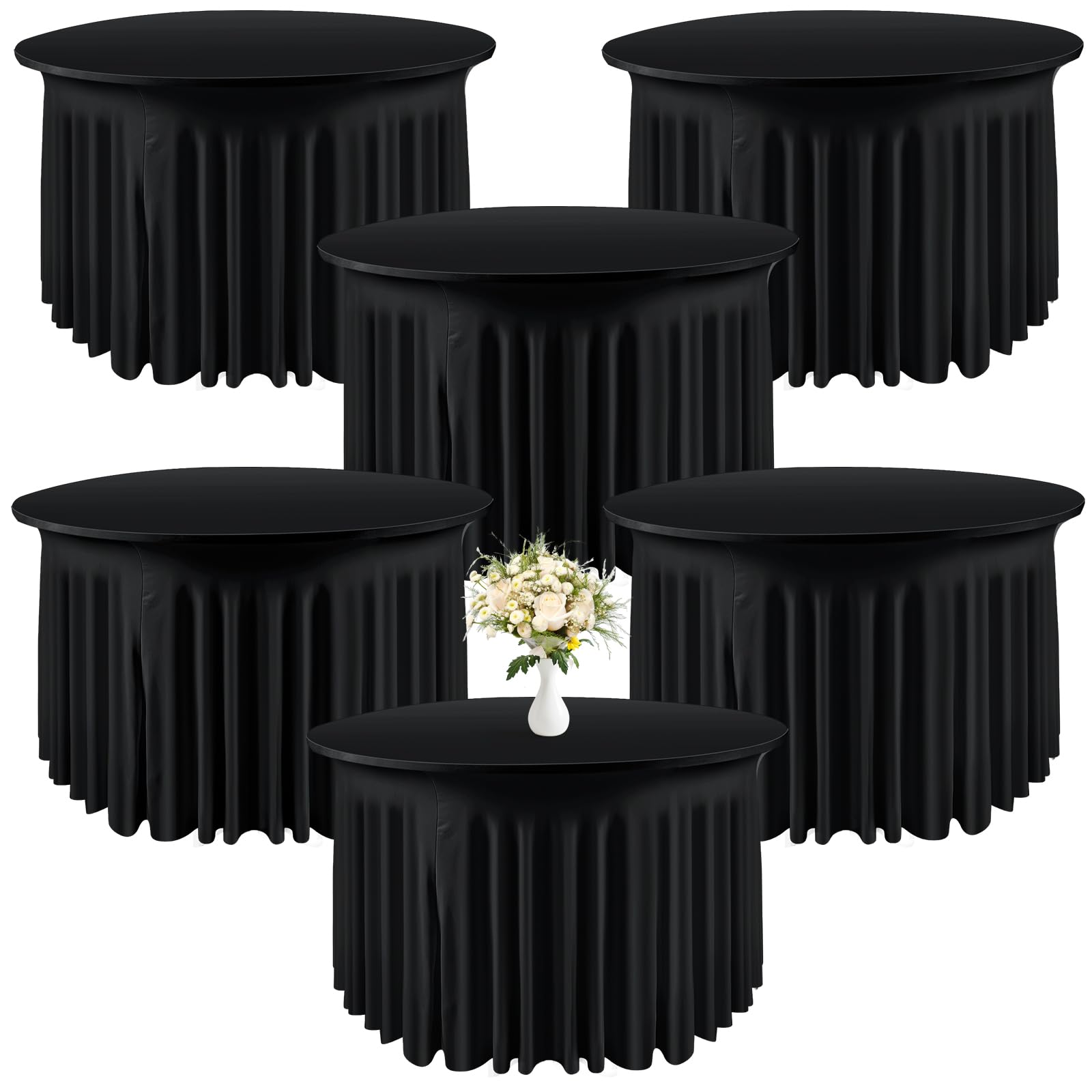 Preboun 6 Pack Spandex Round Tablecloths Wrinkle Free Stretchy Round ...