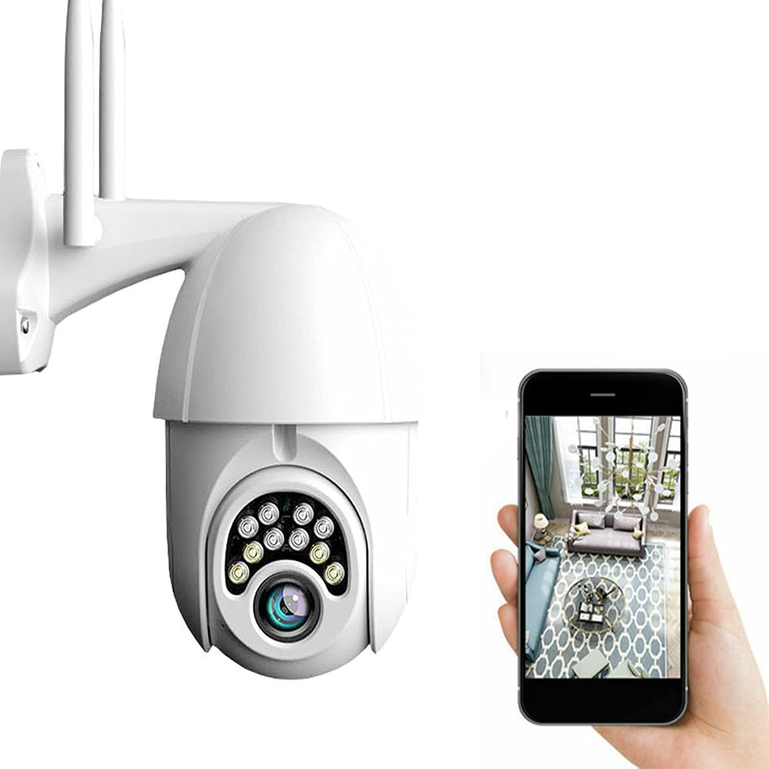 ANSIMIDA Telecamera da Esterno 360 Gradi, Telecamera Wifi, PTZ ...