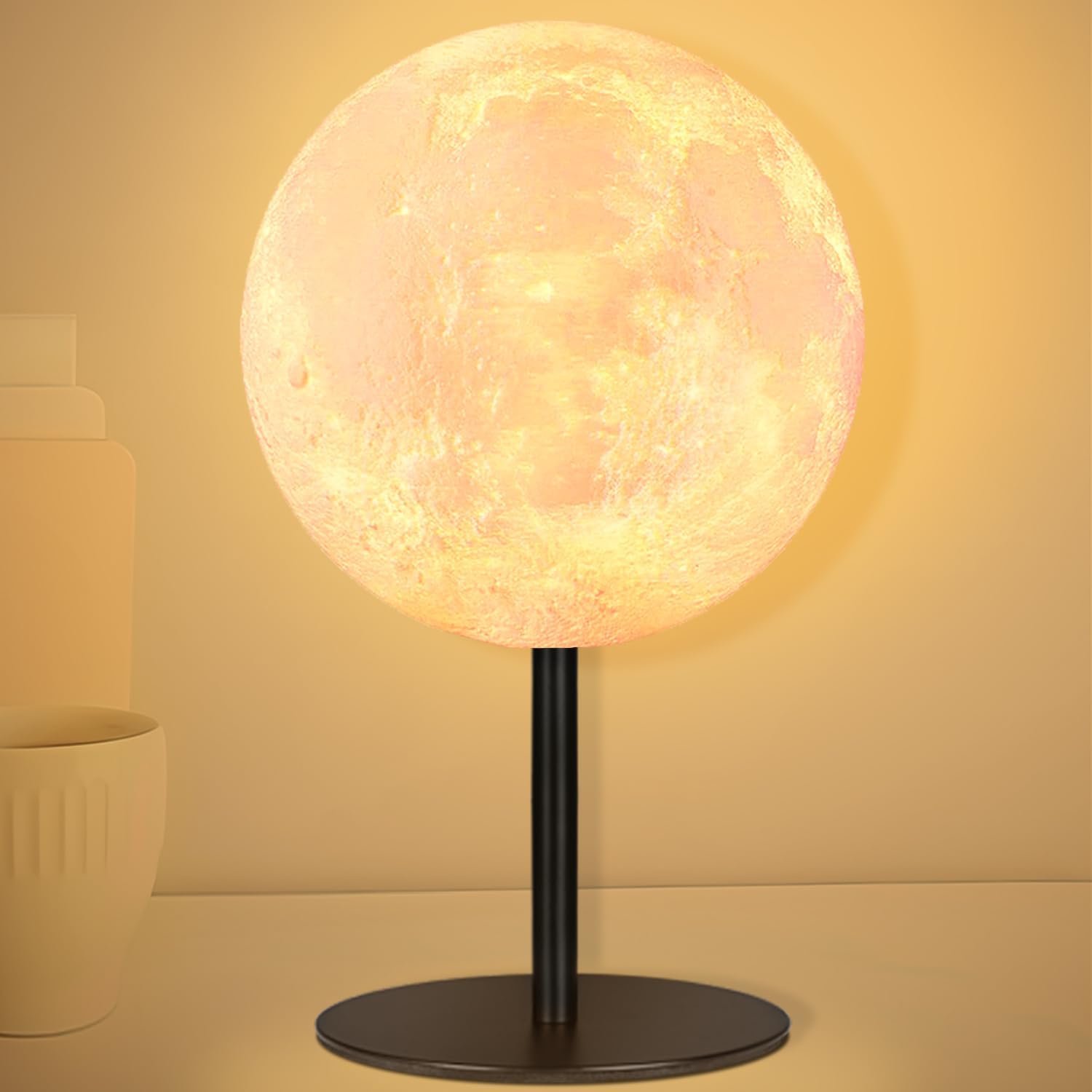 BomKra Crescent Moon Table Lamp, Gold, Metal Glass, Battery Operated ...