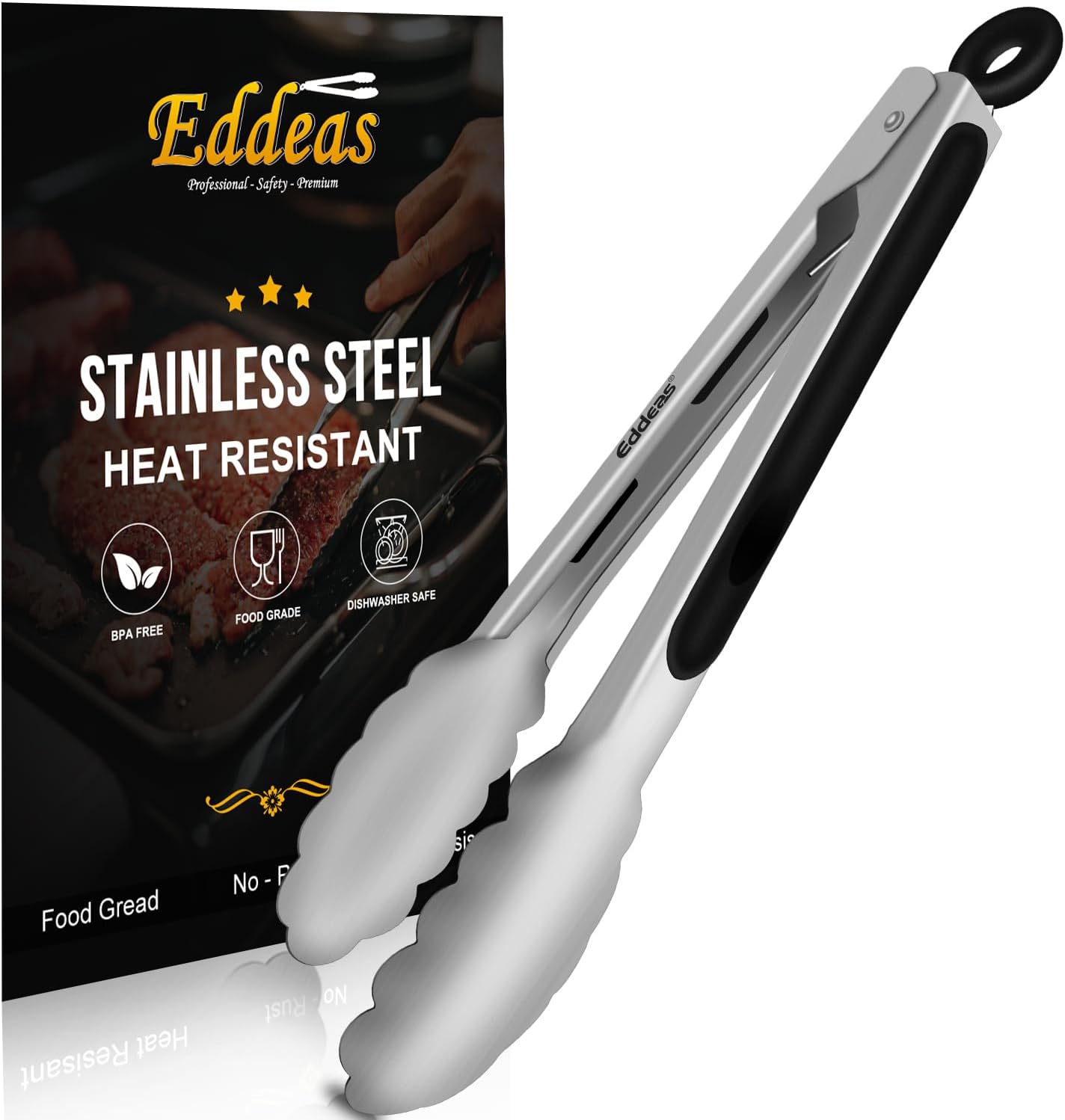 Amazon.com: Premium Stainless Steel Kitchen Tongs, 9-Inch & 12-Inch BBQ ...