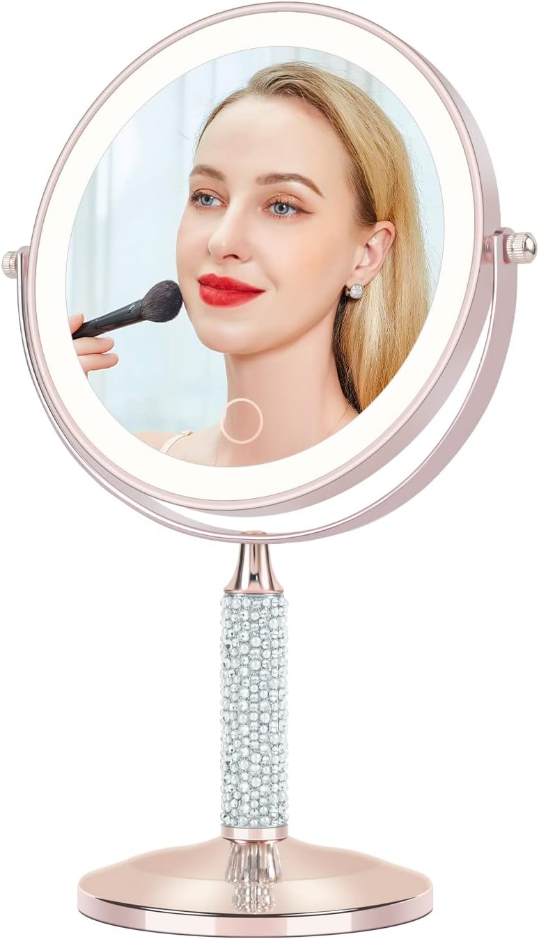 Amazon.com: Bling Rhinestone Makeup Mirror With Lights 1x ...