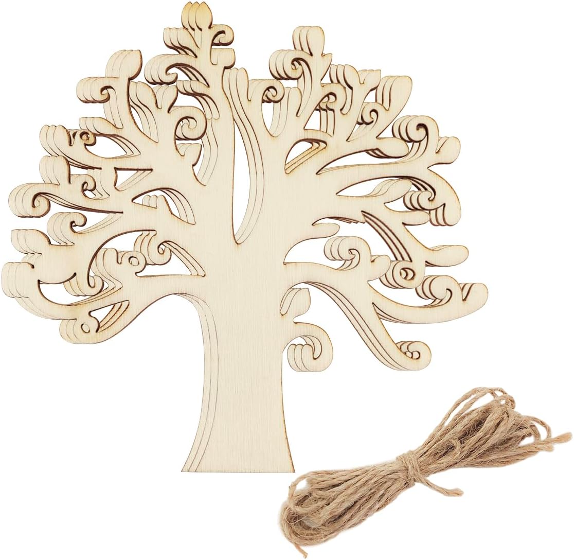 Amazon.com: 20 Pack 4 Inch Wood Family Tree Cutouts Unfinished Wooden ...
