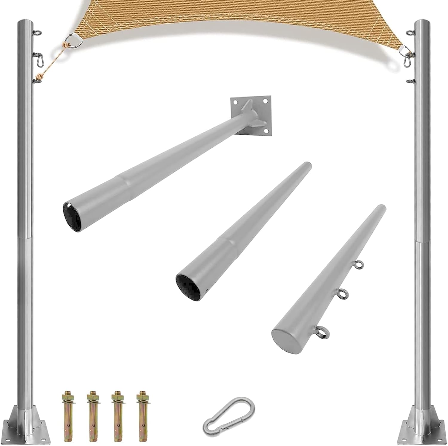 Amazon.com : Shade Sail Poles, 10ft Outdoor Sun Stainless Steel Shade ...