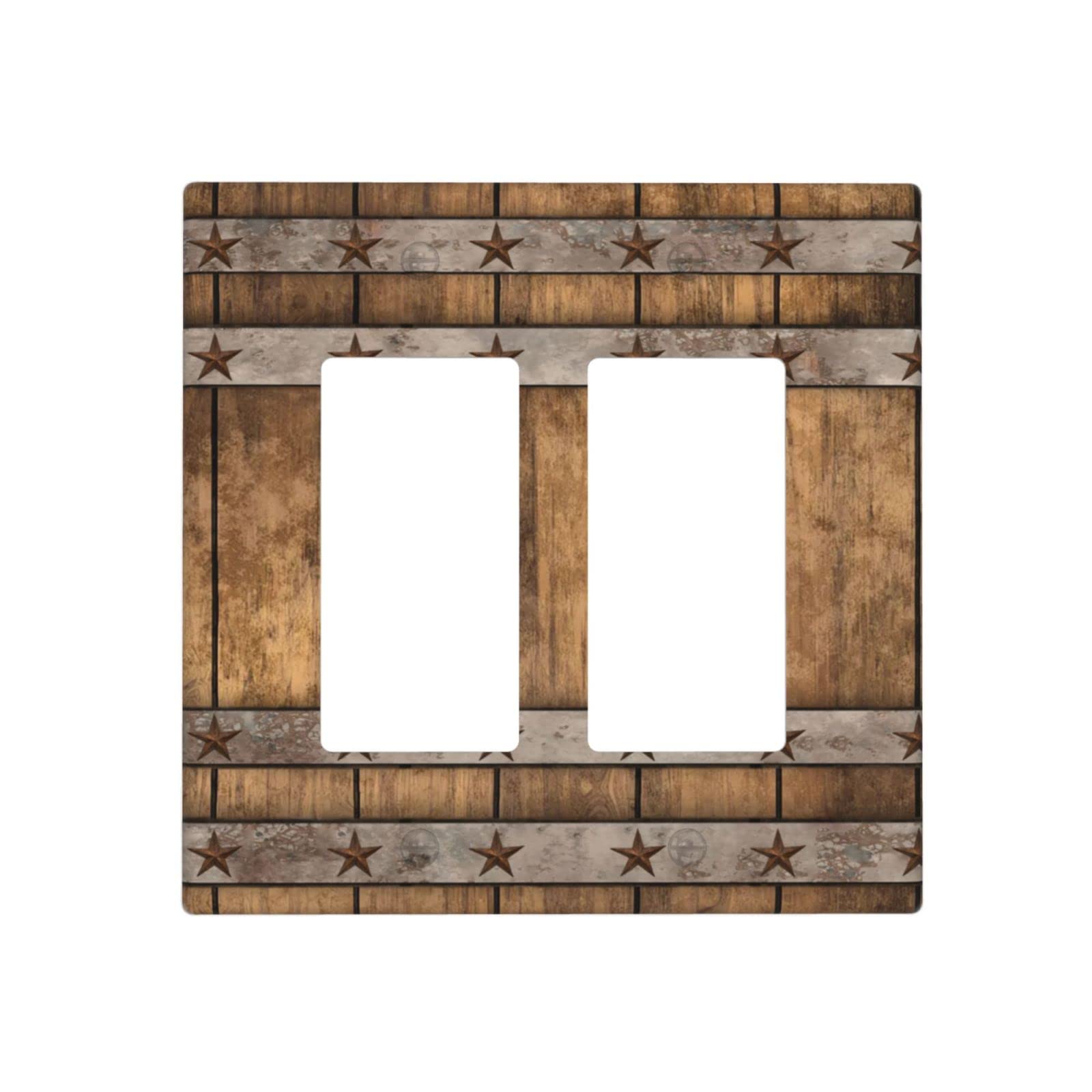 Rustic Texas Stars Western Wall Plate 2 Gang Double Rocker Light Switch ...