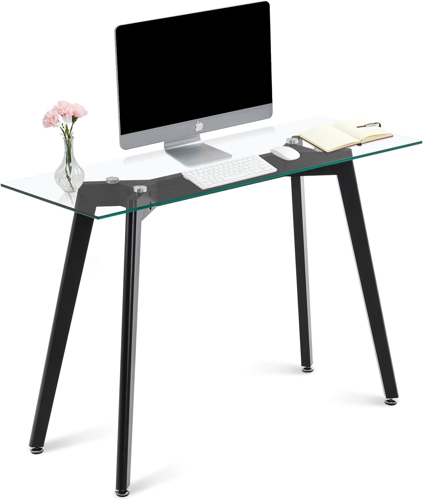 Amazon.com: Kings Brand Chrome Metal With Tempered Glass Home Office ...
