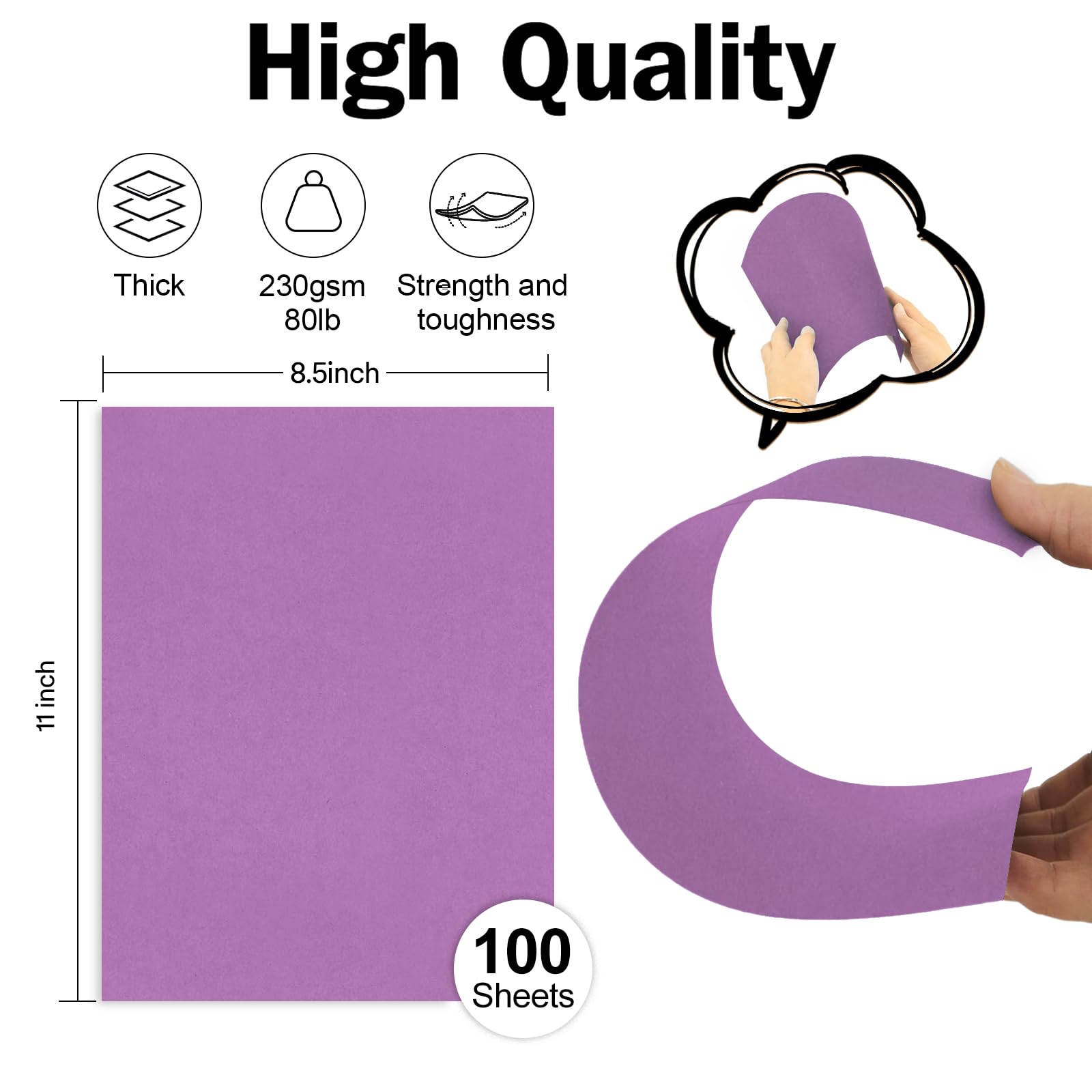 Snapklik.com : Purple Cardstock 100 Sheets 80lb Cardstock Paper 8.5 X 11
