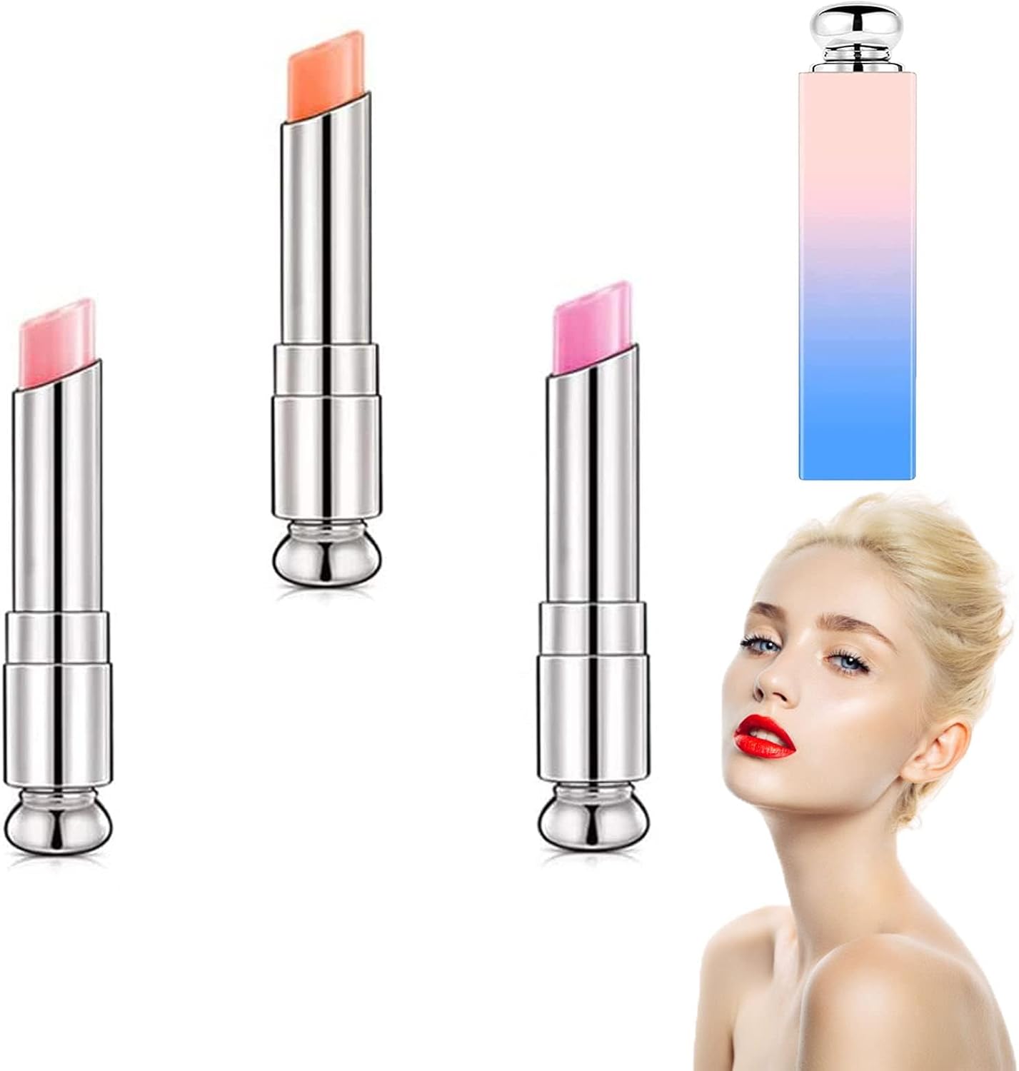 BNFGD 3PCS Color Changing Lipstick, Lip Gloss Colour Changing Lip Balm ...