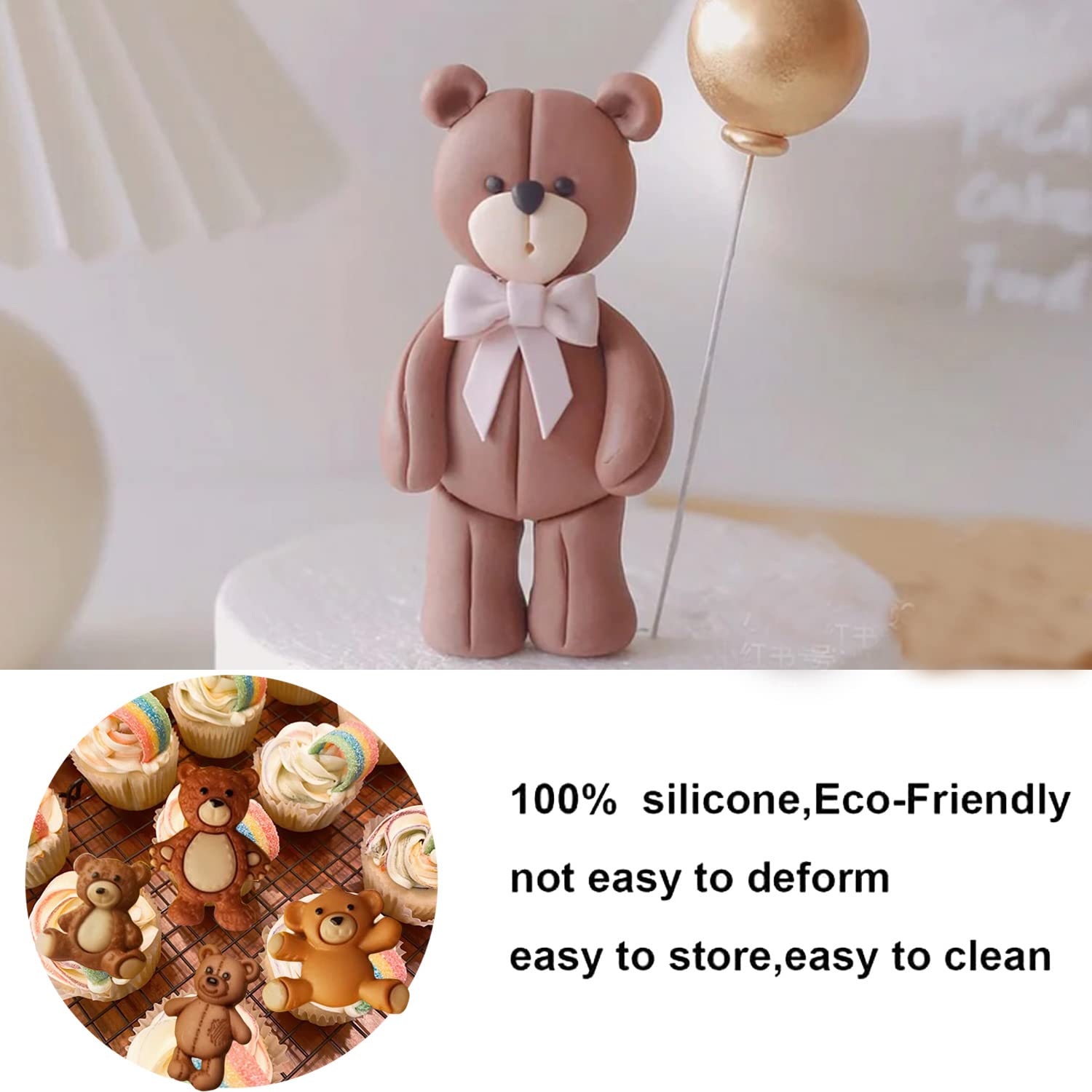 Snapklik.com : ZiXiang Bear Silicone Fondant Molds For Teddy Bears ...