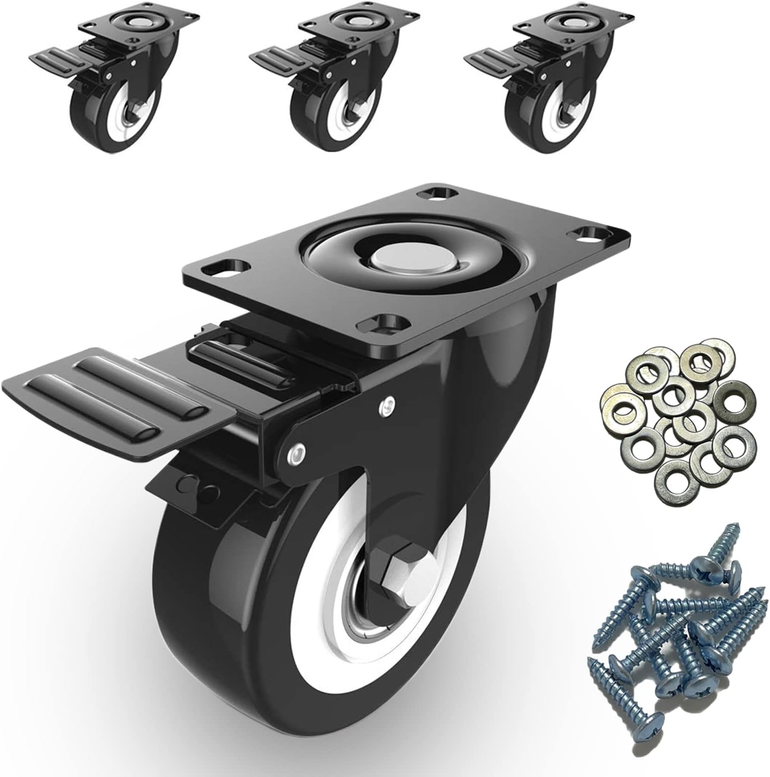 Caster Wheels 2" Locking Casters Set of 4 Heavy Duty Furniture Wheels ...