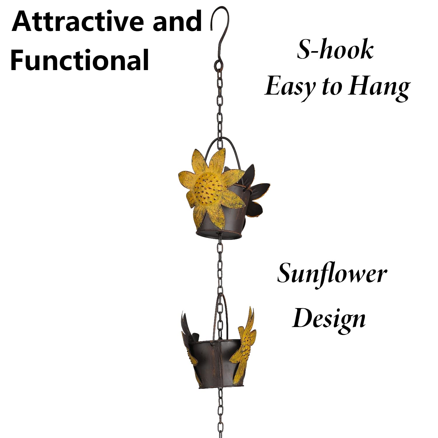 Snapklik.com : Rain Chains 8.5FT Metal Bucket Rain Chains For Gutters ...
