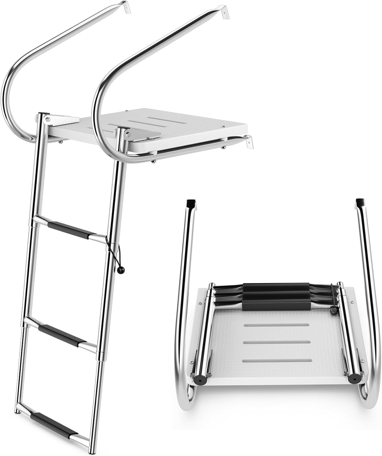 Amazon.com: IRONMAX Boat Ladder with Platform, Outboard Swim Fiberglass ...