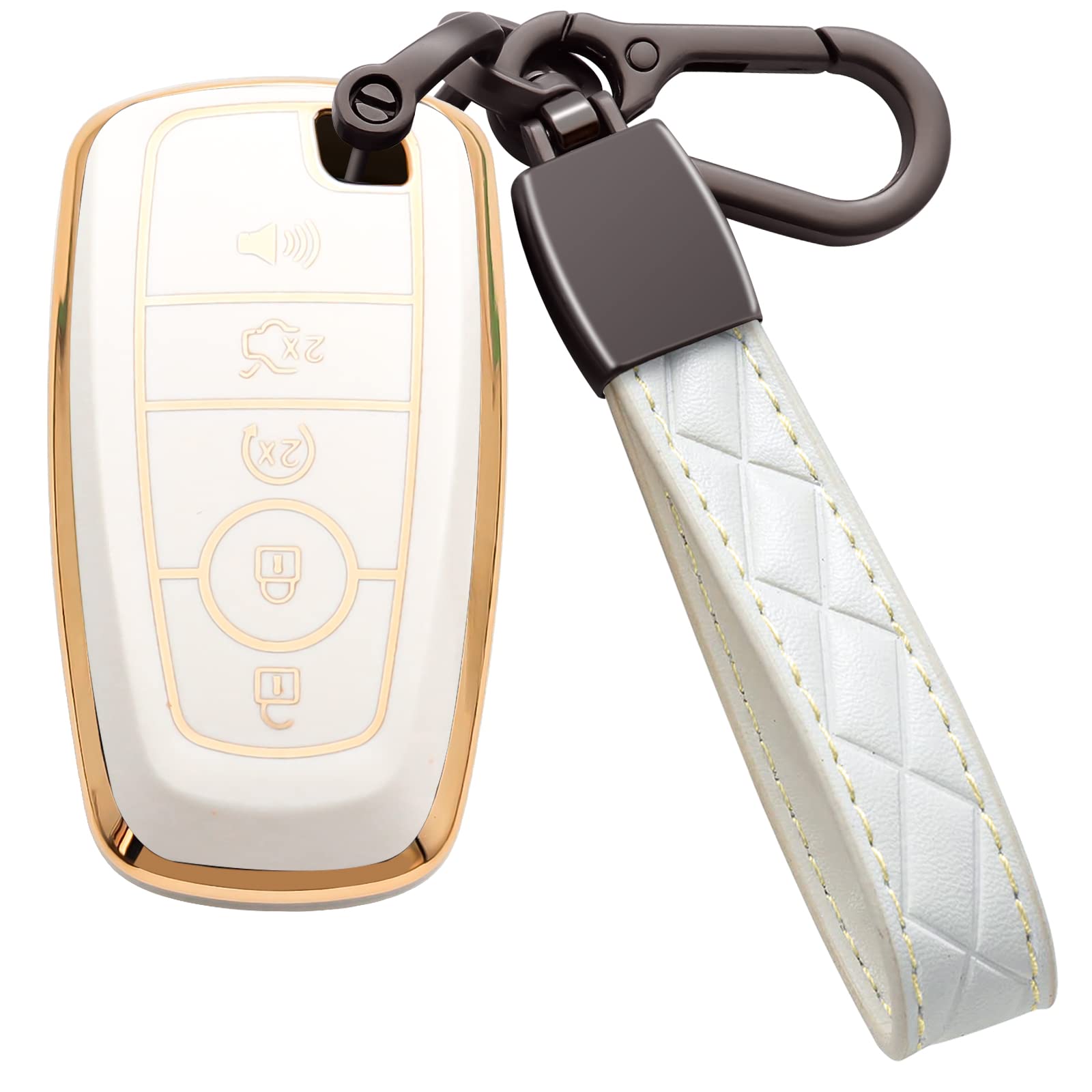 Syodiesn for Ford Key Fob Cover Soft TPU with Keychain Key Case Shell ...