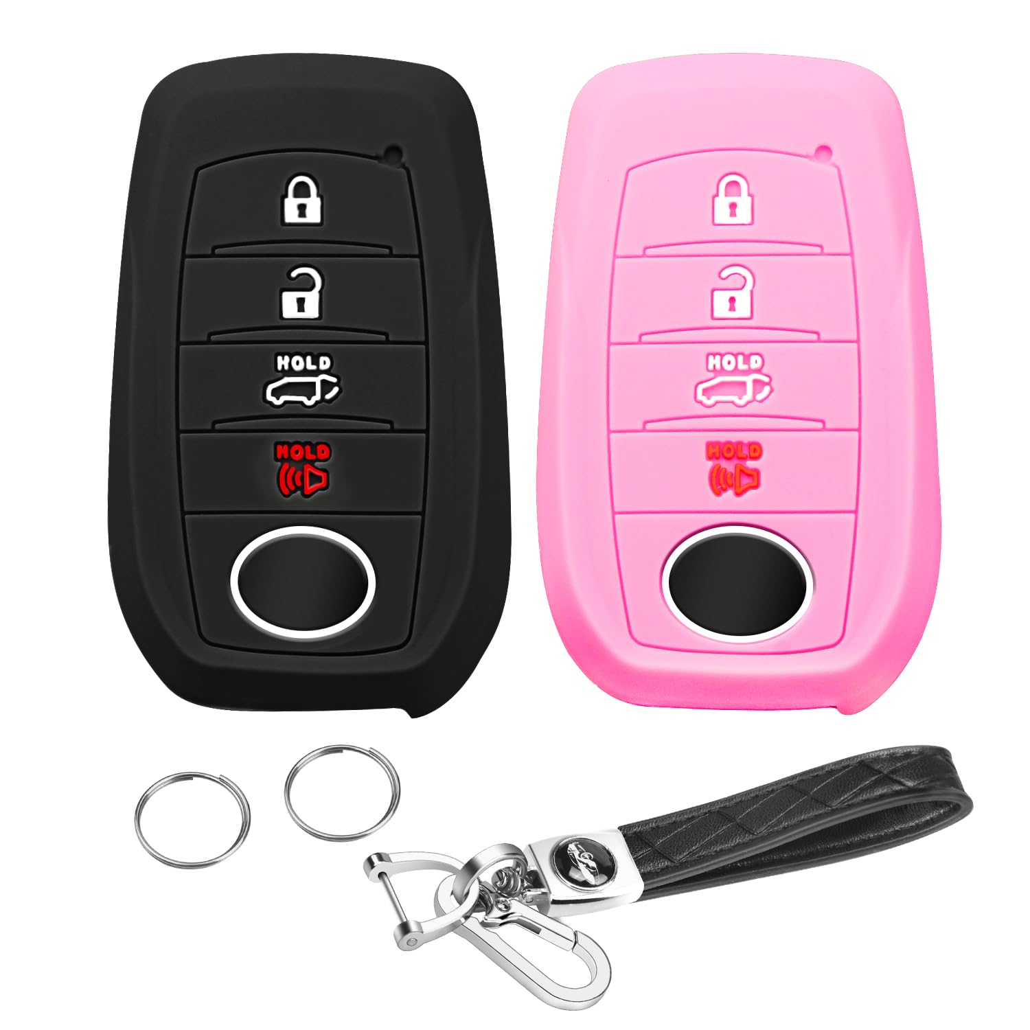 Amazon.com: QBUC 2PCS for Toyota Key Fob Cover, Silicone 4 Button Key ...
