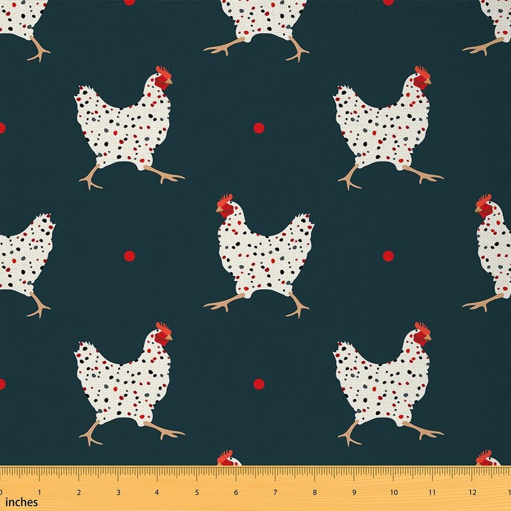 Amazon.com: Colorful Chicken Fabric by The Yard Cute Cartoon Farm ...