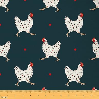 Amazon.com: Colorful Chicken Fabric by The Yard Cute Cartoon Farm ...