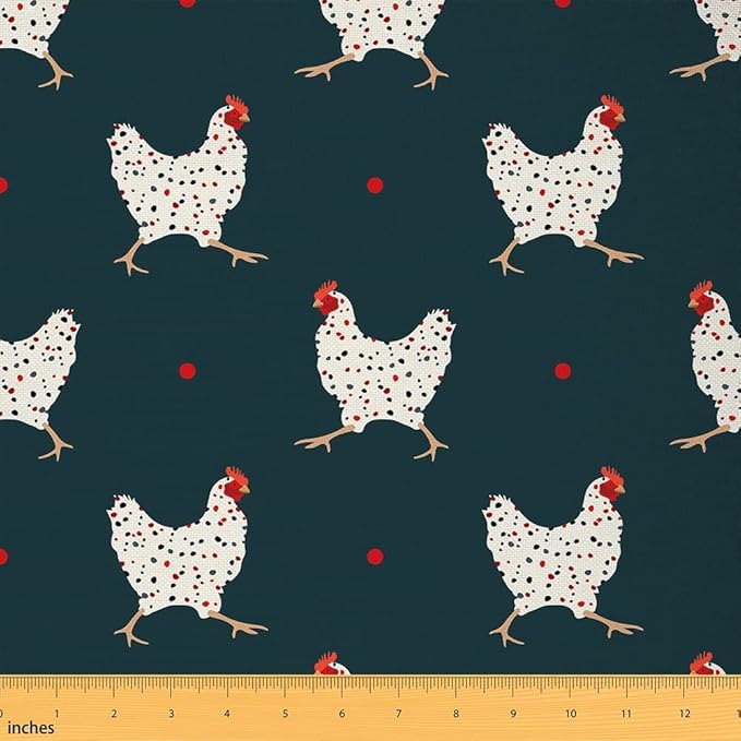Amazon.com: Colorful Chicken Fabric by The Yard Cute Cartoon Farm ...