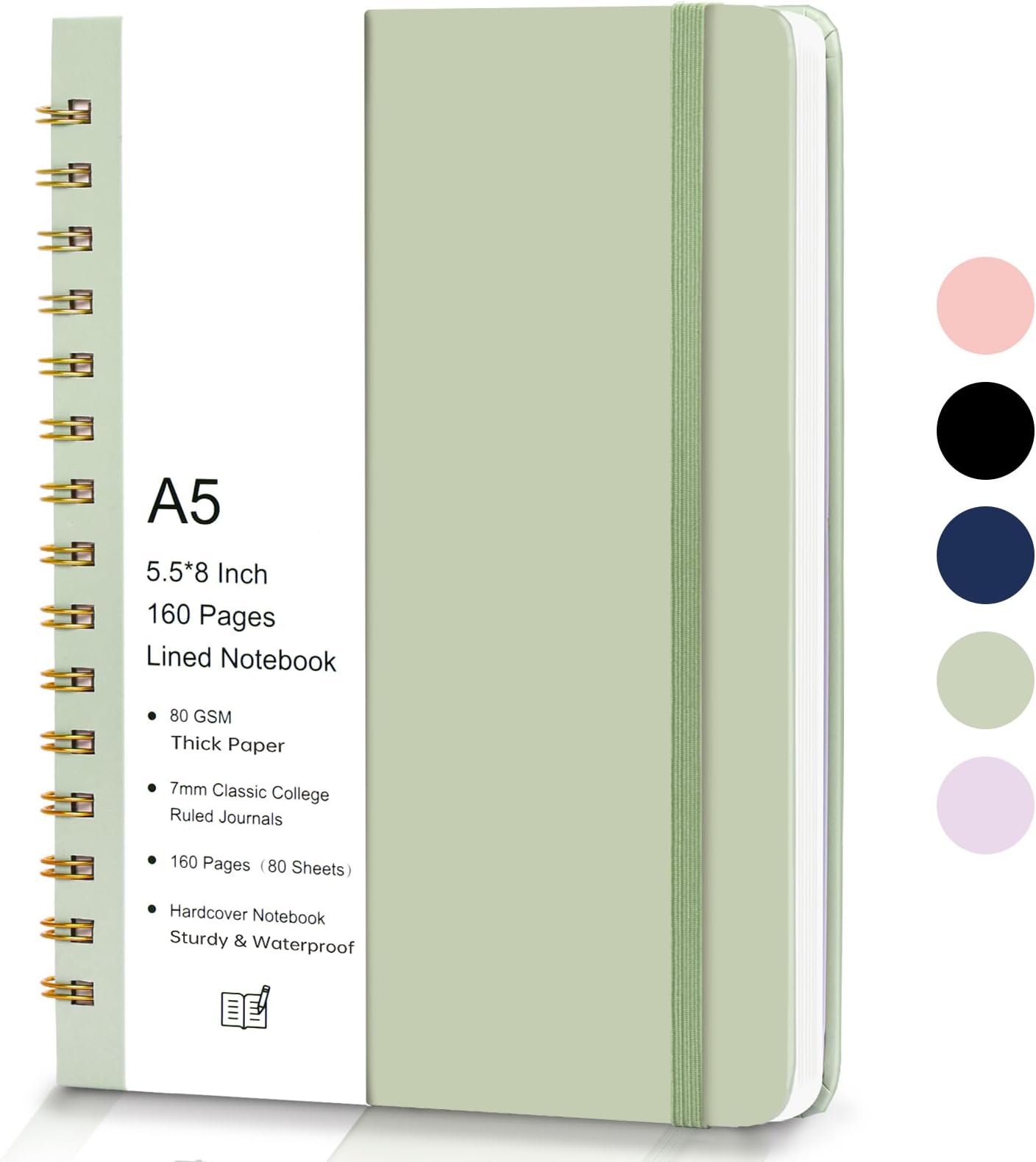 Amazon.com : OnMove Lined Spiral Notebook Journal for Women Men 160 ...