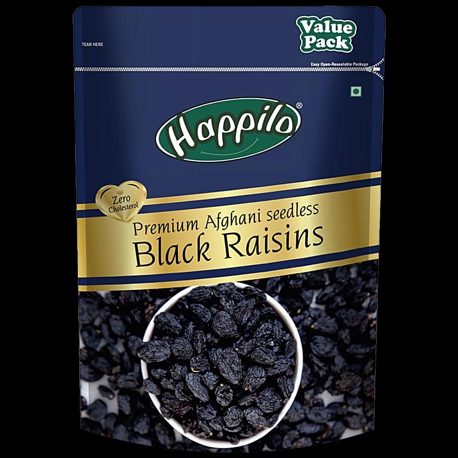 Happilo Premium Afghani Seedless Black Raisins 250 g | Kali Kishmish ...