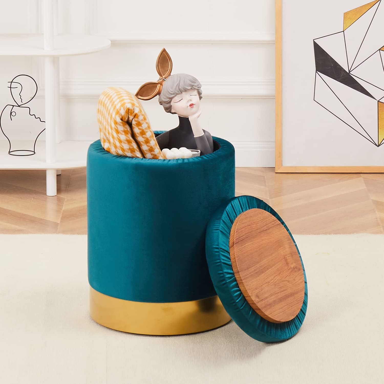 Amazon.com: Mxfurhawa Velvet 23Qt Storage Ottoman Multipurpose Footrest ...