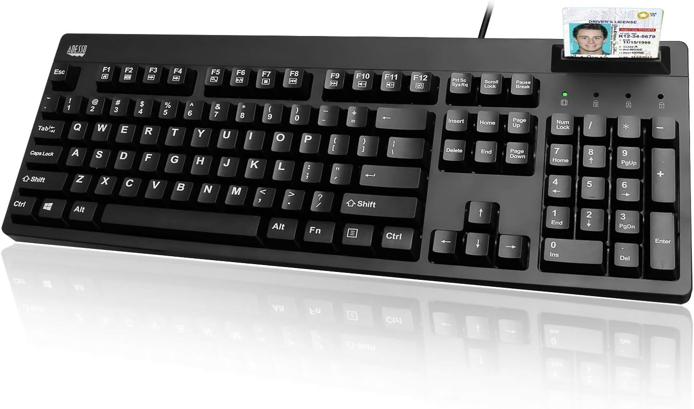 Amazon.com: Adesso EasyTouch 630SB-TAA Smart Card Reader Keyboard with ...