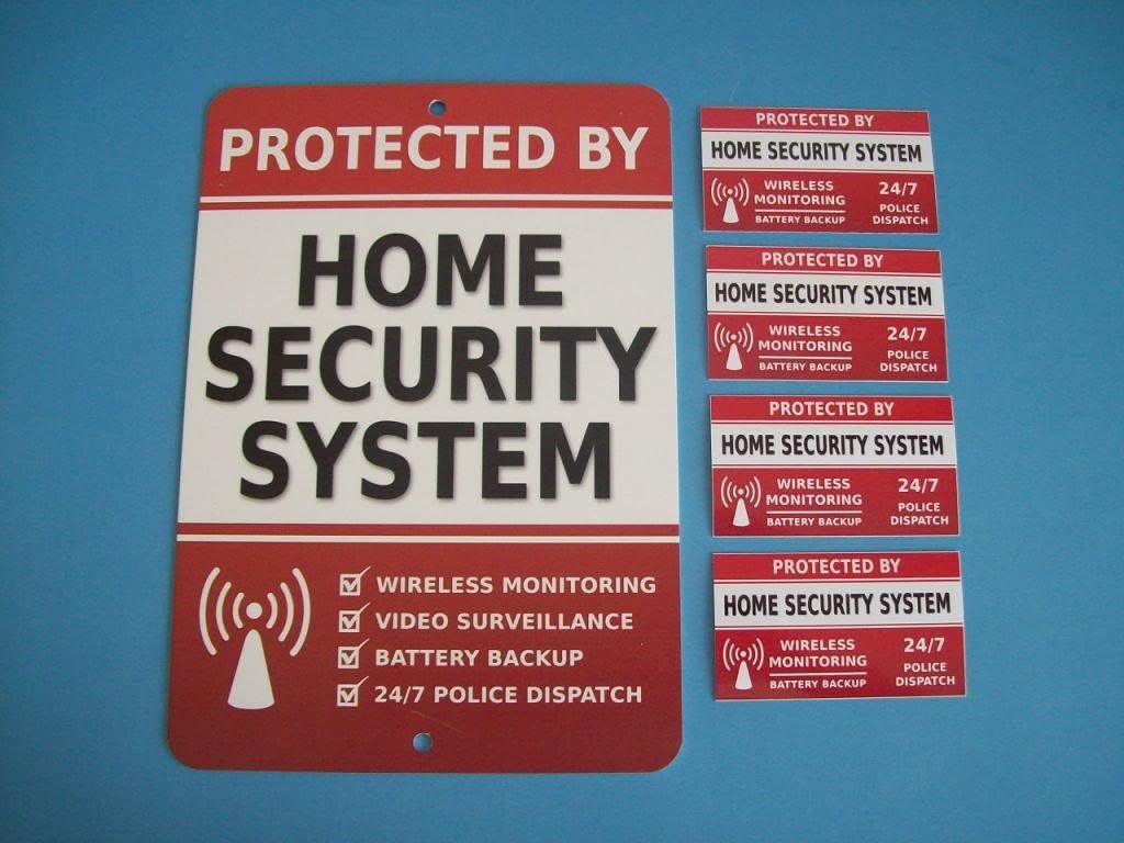 Amazon.com: Home Security Alarm System 7" x 10" Metal Yard Sign & 4 ...