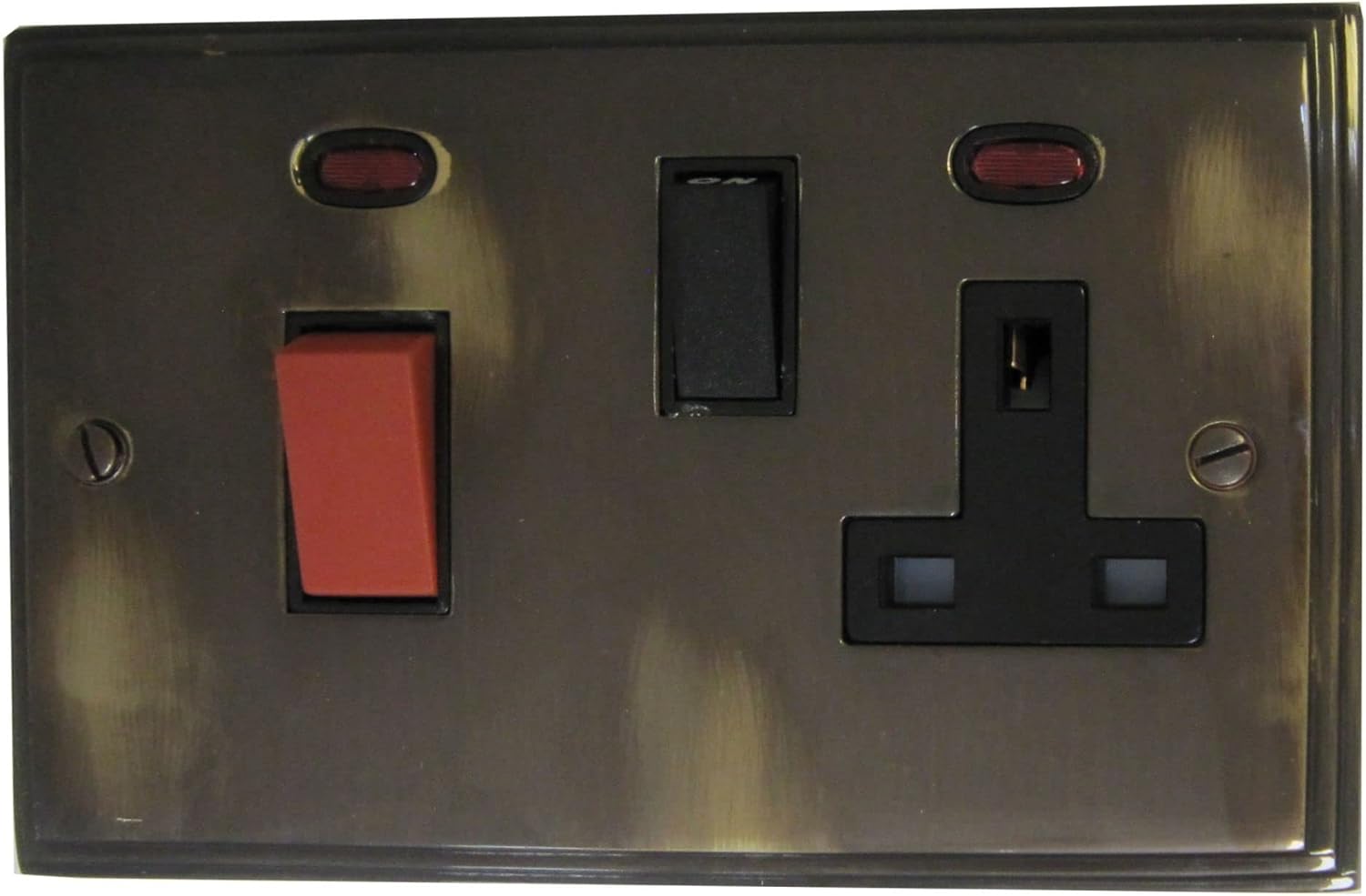 G&H VAN29B Victorian Polished Aged Brass 45 Amp DP Cooker Switch & 13A ...