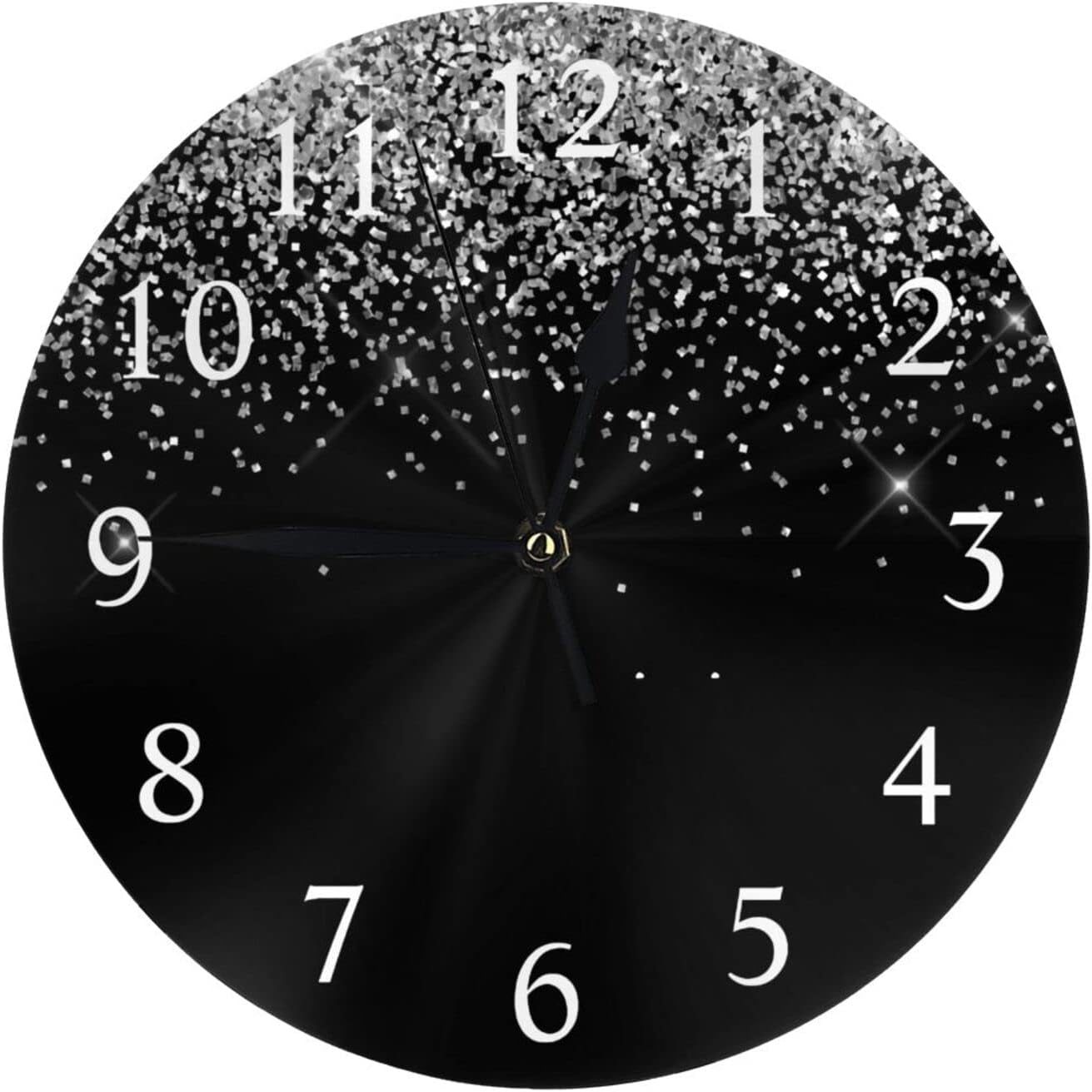 Amazon.com: Digital Wall Clock 10 Inch Round Clock Silver Black Glitter ...