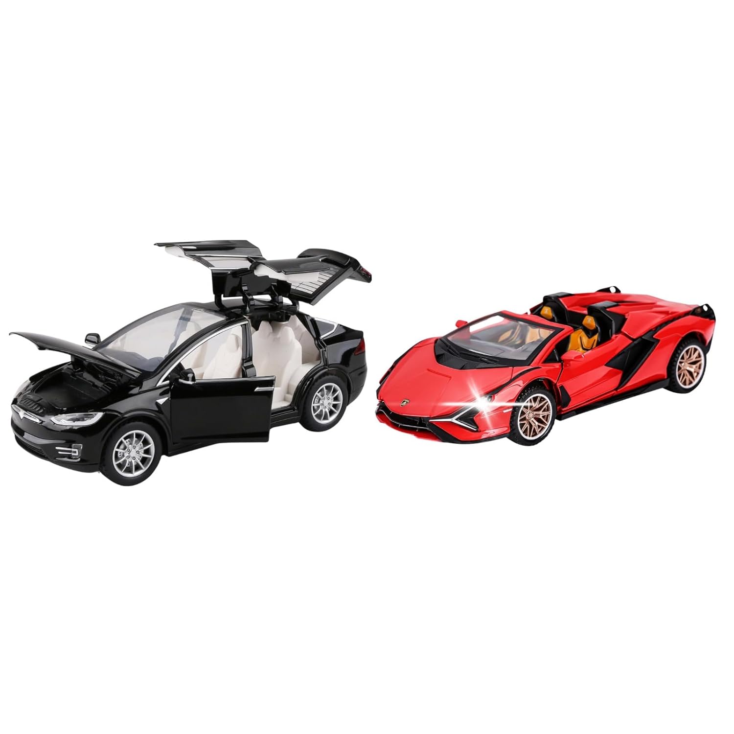 OJASUNENT Toys 1:32 Diecast Alloy Pull Back with 6 Openable Doors ...