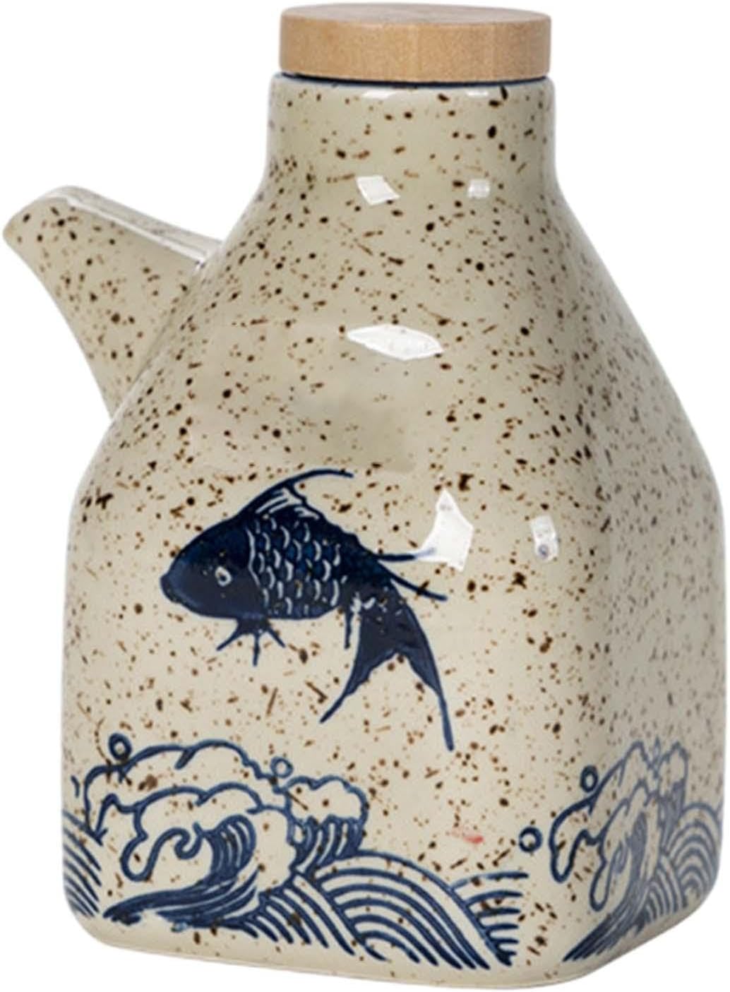 Ioensy Large Cooking Oil Bottle Soy Sauce Dispenser Ceramic Kitchen ...