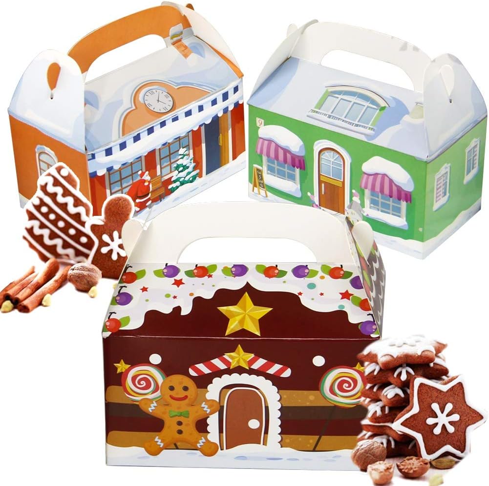 Amazon.com: Lulu Home 24 Pieces Christmas Treat Boxes, 3D Xmas House ...