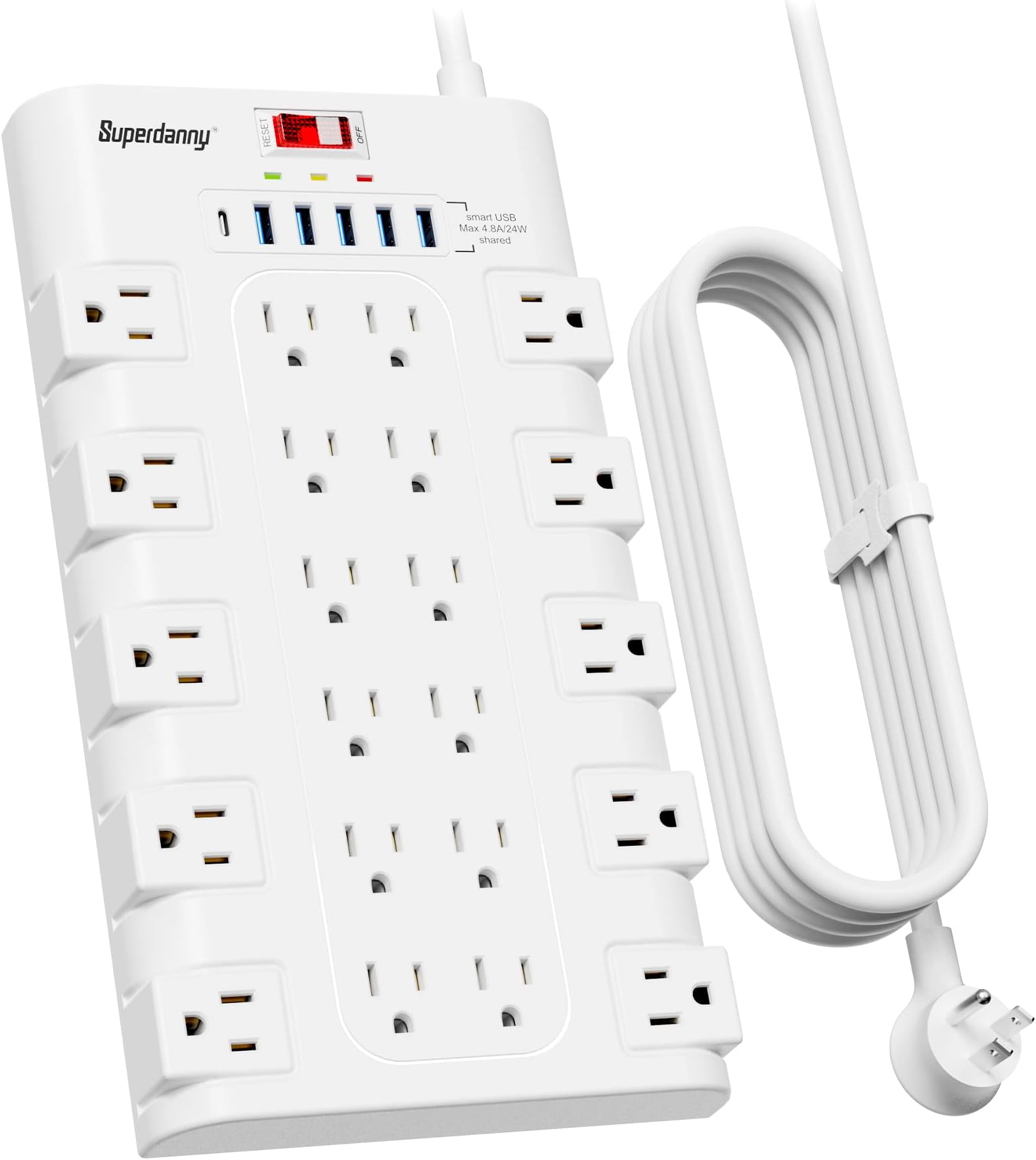Amazon.com: SUPERDANNY Power Strip Surge Protector with 22 AC Outlets ...