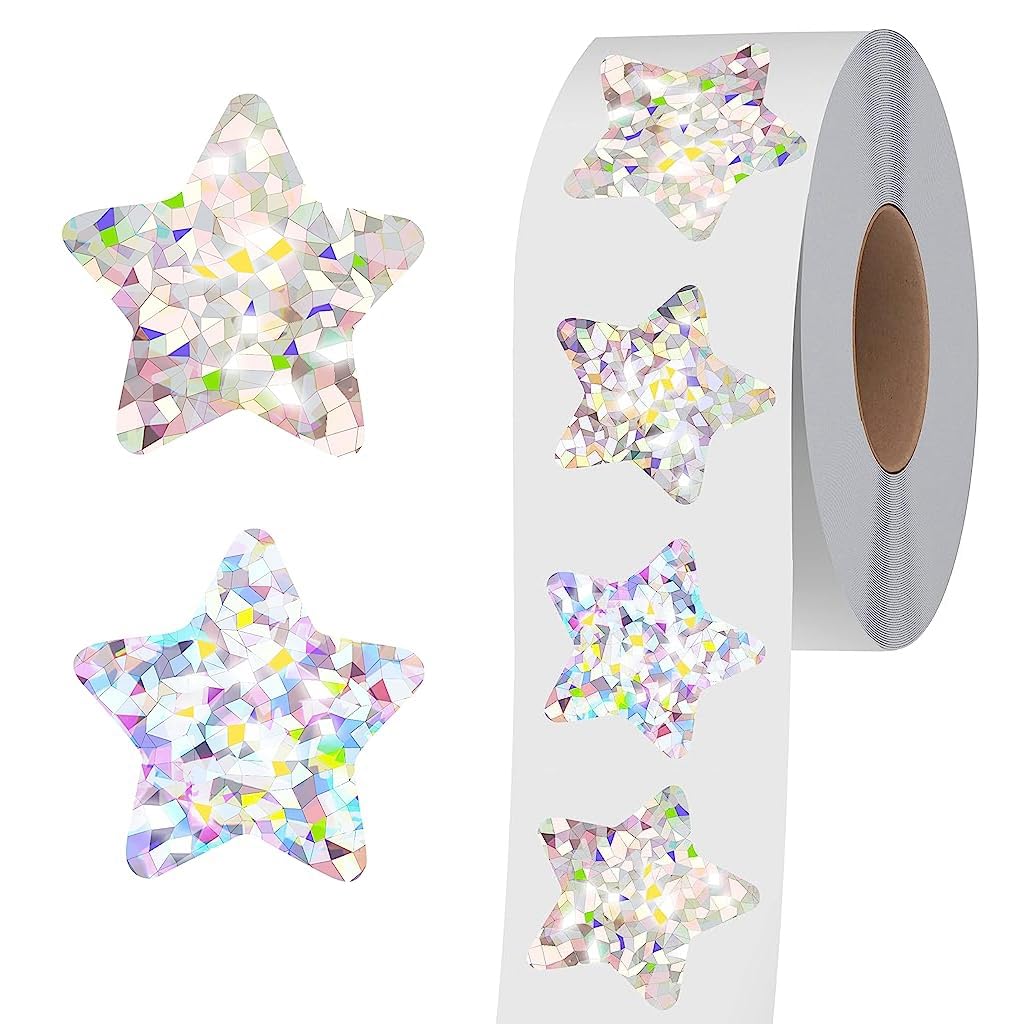 HASTHIP® 500Pcs Holographic Glitter Star Stickers, 1 inch/2.5cm Self ...