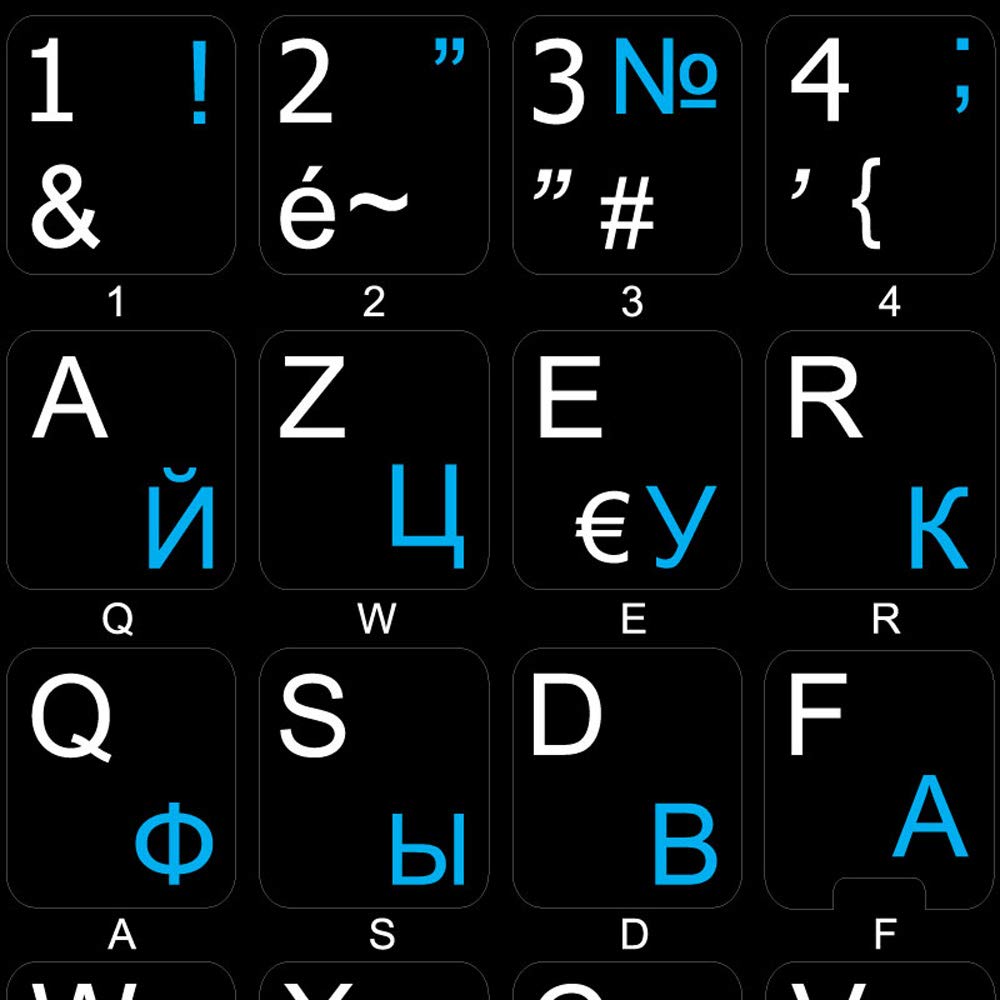 Amazon.com: 4Keyboard French AZERTY Russian Cyrillic Black Background ...